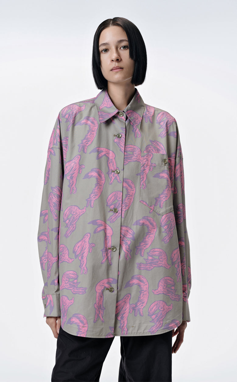 Shirt / JNBY Windblown Rabbit Cotton Oversize Print Shirt(100% cotton ...